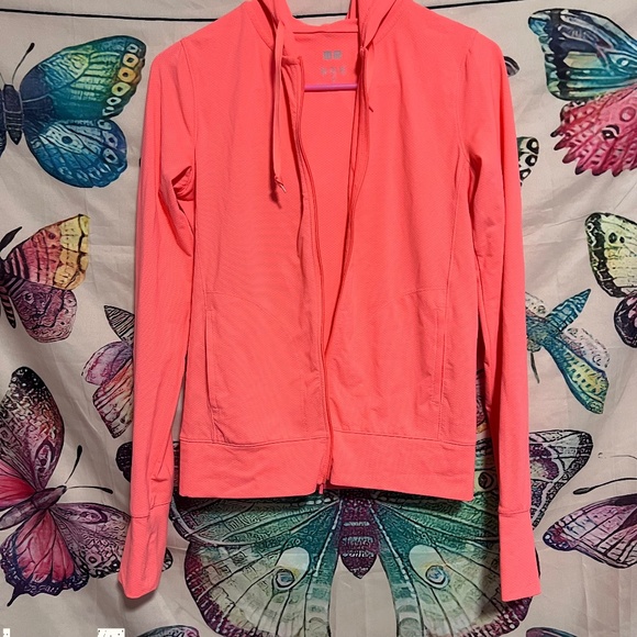 Uniqlo | Tops | Neon Pink Active Zip Up Hoodie | Poshmark